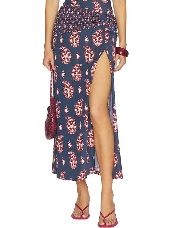 Johanna Ortiz Printed Ankle Skirt - Navy