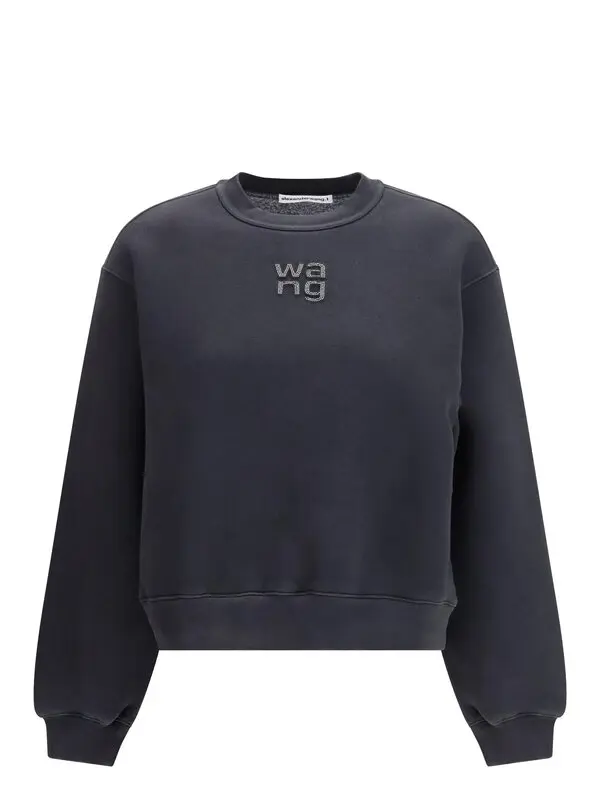 Alexander Wang Crystal Hotfix Logo Sweatshirt - Black
