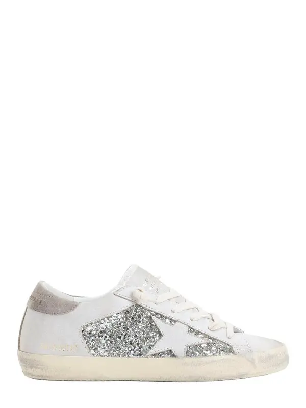 GOLDEN GOOSE Super-star Sneakers With Glitter Accents - White