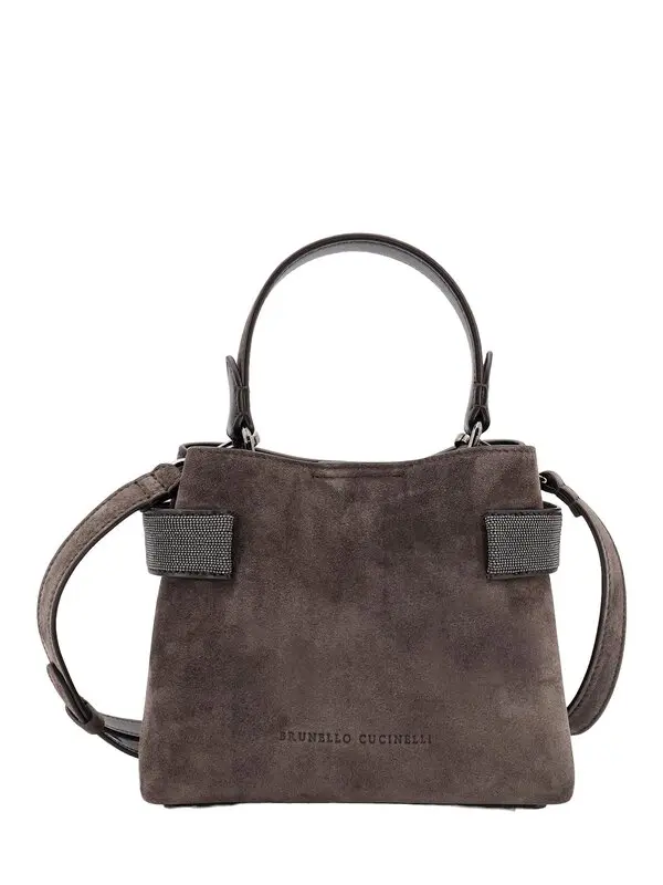 Brunello Cucinelli Suede Crossbody Bag With Monili Detail - Multicolor