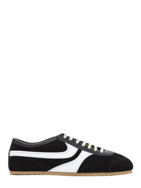 Dries Van Noten Suede And Leather Overlay Sneakers - Black