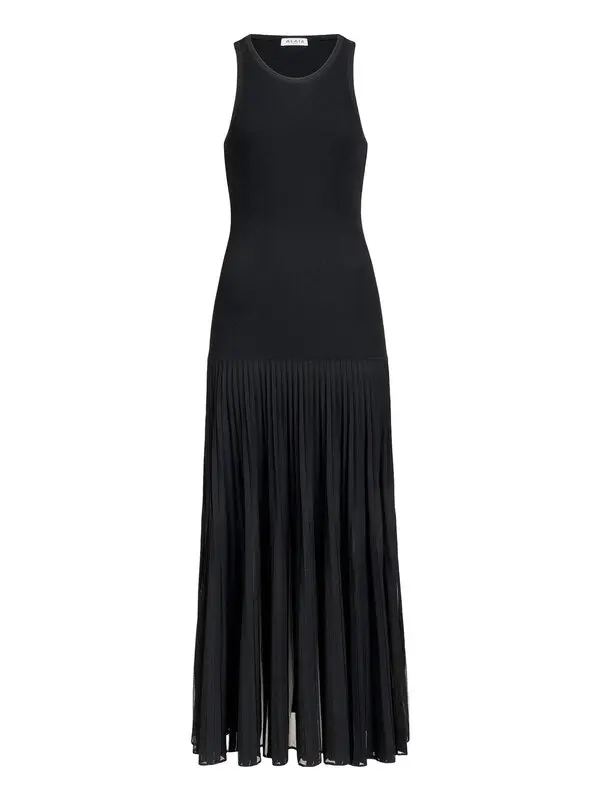 Alaïa Long Pleated Viscose Blend Dress - Multicolor