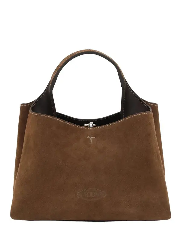 TOD'S Suede Handbag With T Timeless Accessory - Brown