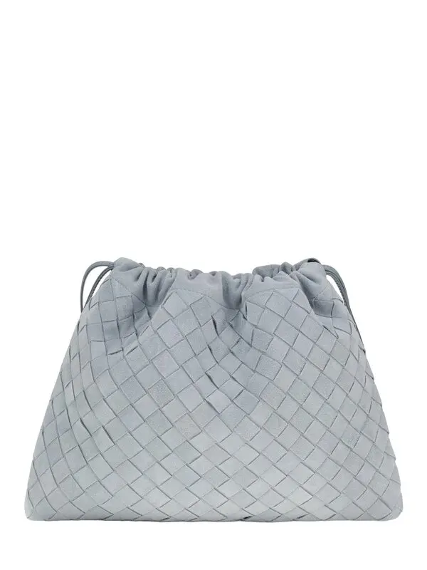 Bottega Veneta Pouch Dustbag In Suede With Intrecciato Pattern - Blue