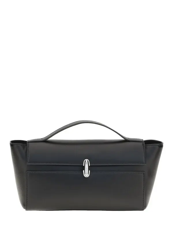 Savette Symmetry Trapeze Clutch In Smooth Leather - Black