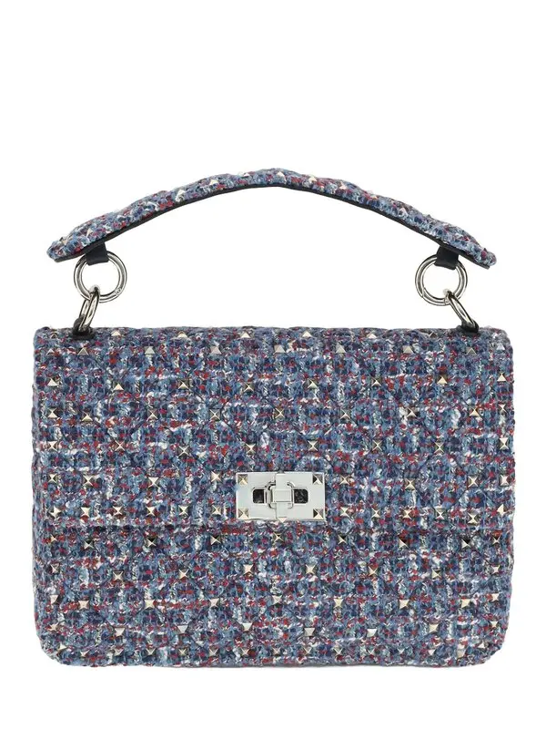 Valentino Garavani Rockstud Spike Tweed Handbag - Blue