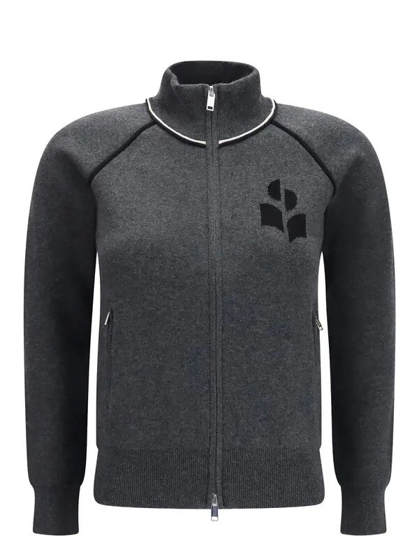 Isabel Marant Étoile Lanya Logo Zip Cardigan - Gray