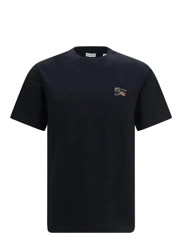 Burberry Embroidered Logo Cotton T-shirt - Black