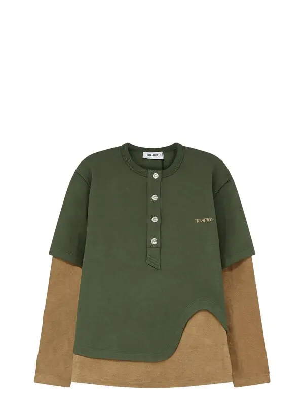Attico Cotton Sweatshirt With Button Closure And Embroidered Logo - Multicolor