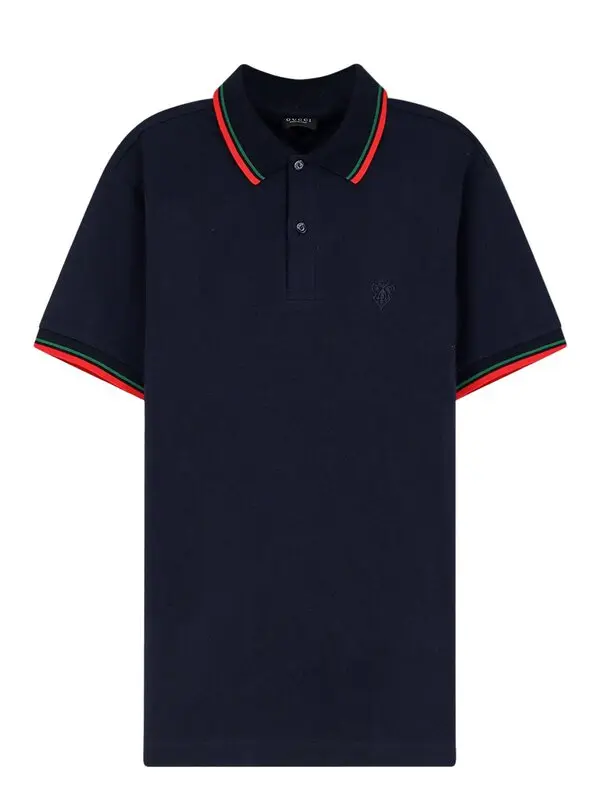 Gucci Cotton Polo Shirt With Embroidered Logo On The Front - Multicolor