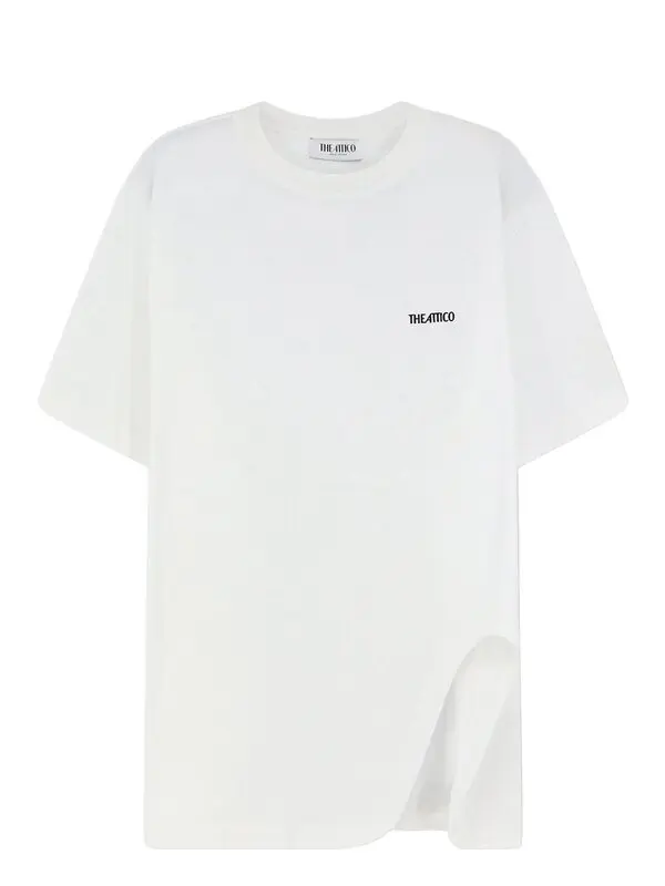 Attico Oversize Cotton T-shirt With Embroidered Logo - White