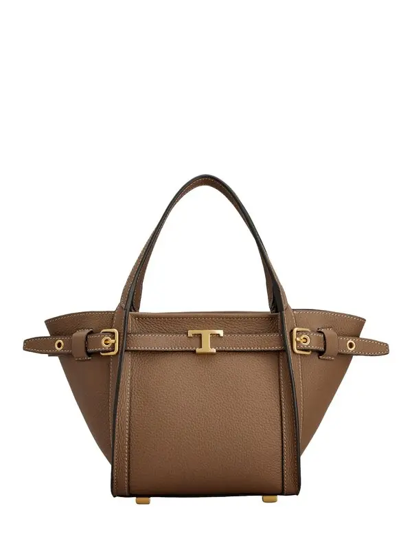 TOD'S T Signature Leather Shopping Bag - Cream