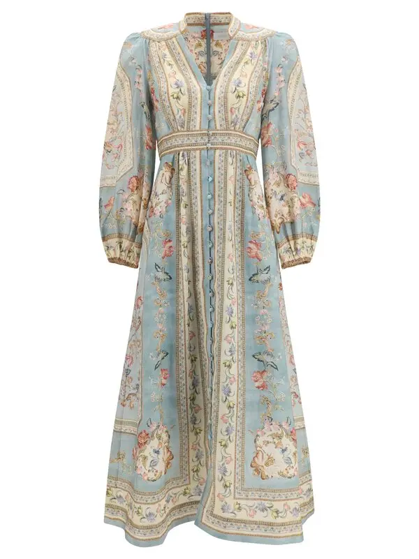 Zimmermann Roselight Linen Midi Dress - Multicolor