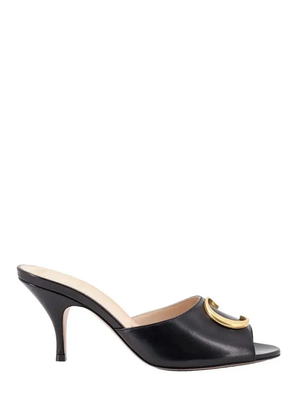 Dior Black Leather 'cd' Initials Heeled Mules Made In Italy - Multicolor