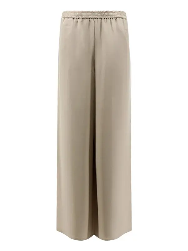 Max Mara Silk Wide Leg Trousers With Monogram Embroidery - Multicolor