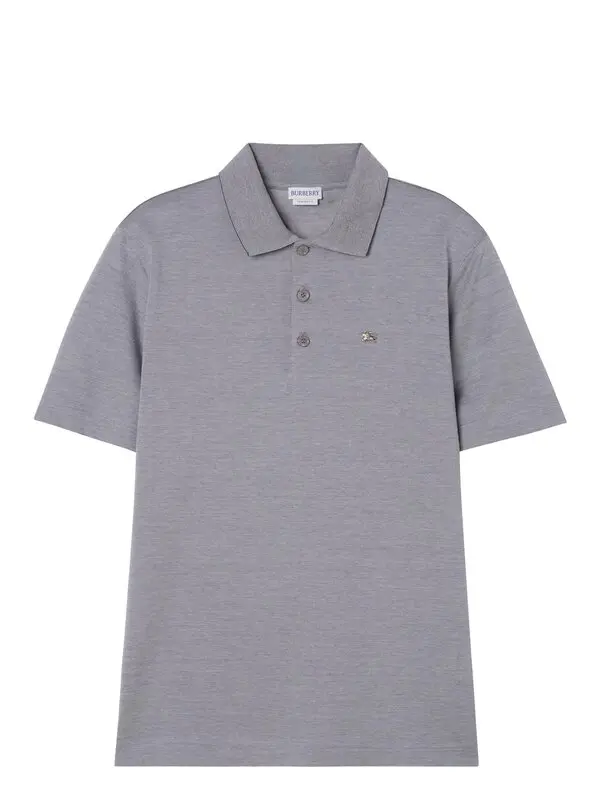 Burberry Cotton Metallic Ekd Polo Shirt - Grey