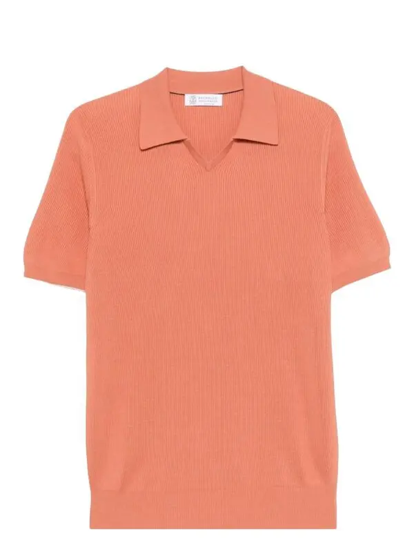 Brunello Cucinelli V-neck Ribbed T-shirt - Orange