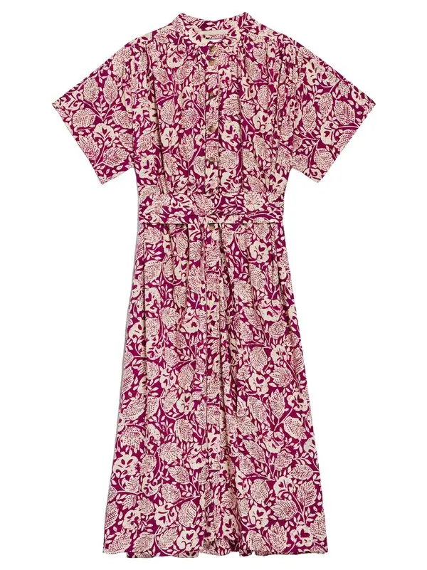 Vanessa Bruno Short Sleeve Printed Midi Dress - Pink