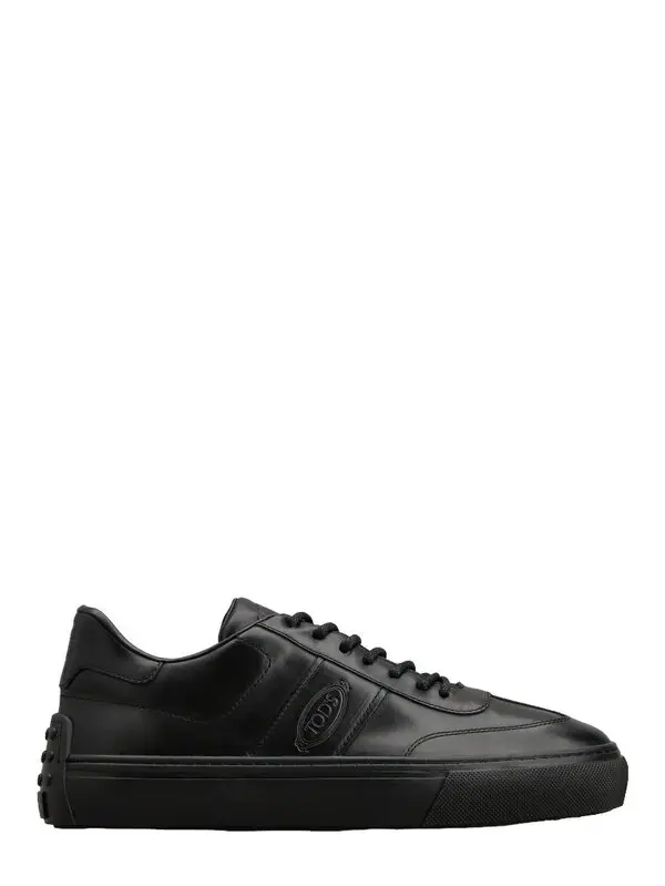 TOD'S Logo Embossed Round Toe Lace-up Sneakers - Black