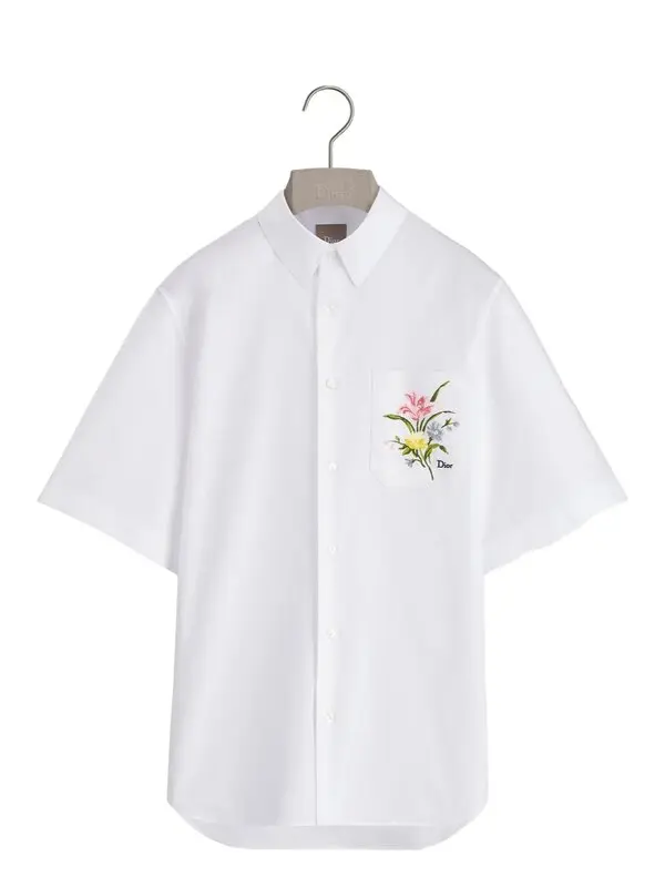 Dior Short-sleeved Shirt With Secret Garden Embroidery - White