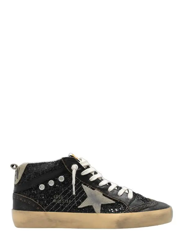 GOLDEN GOOSE Mid Star Sequined Lace-up Sneakers - Black
