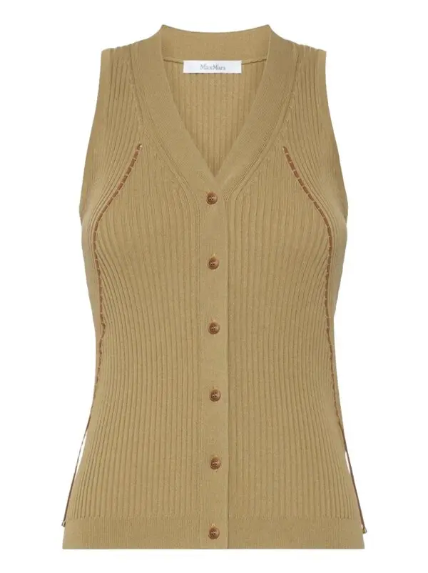 Max Mara Semi-fitted Knit Waistcoat - Khaki