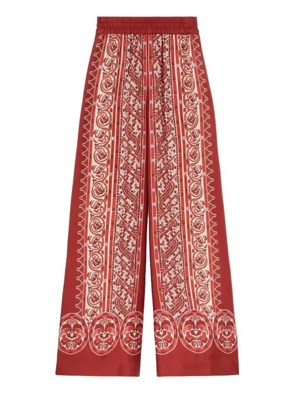 La DoubleJ Silk Printed Palazzo Pants - Pink