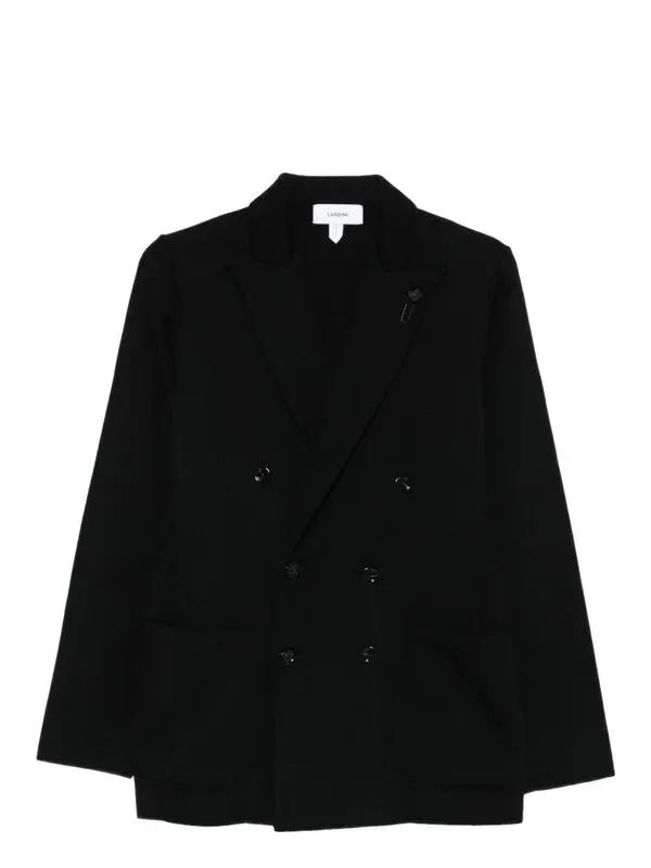 LARDINI Double Breasted Knitted Blazer - Black
