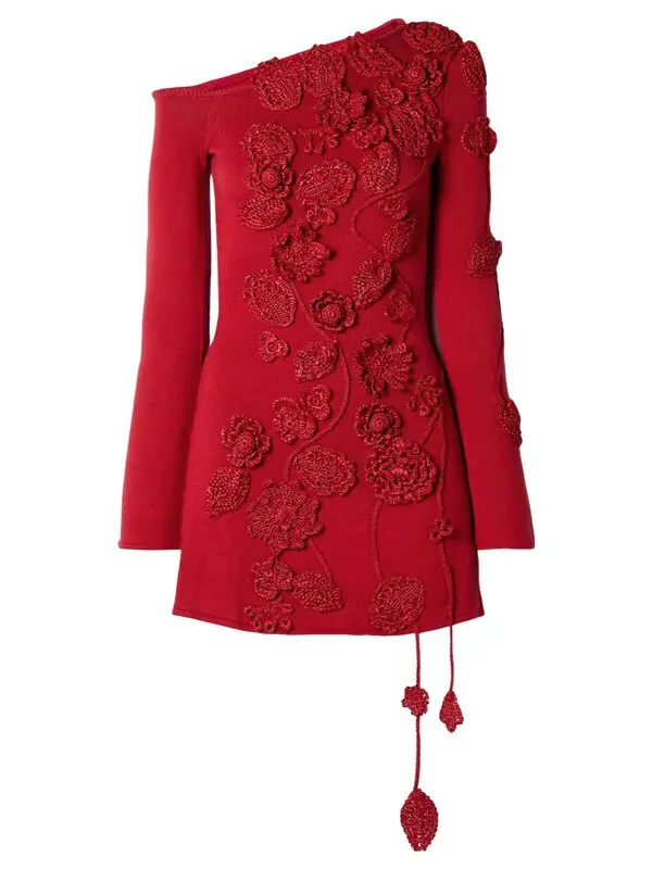 Cult Gaia Kaela Appliquéd One-shoulder Mini Dress - Red