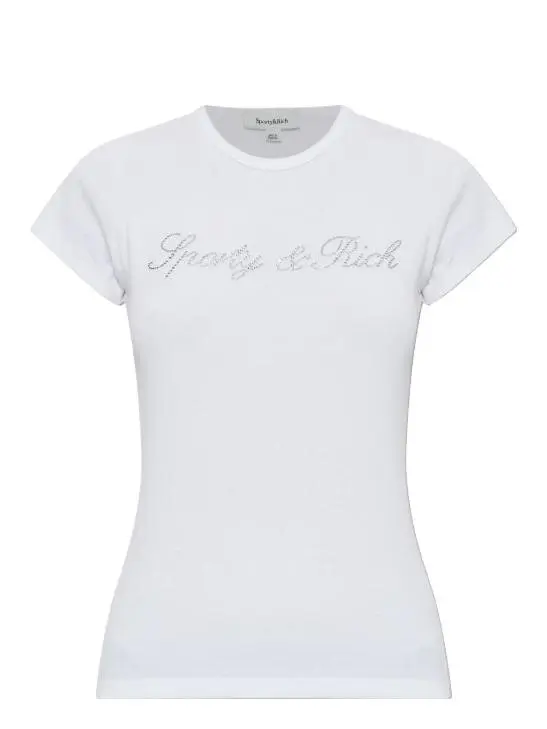 SPORTY  RICH Sporty & Rich Short-sleeved T-shirt With Embellished Logo - White