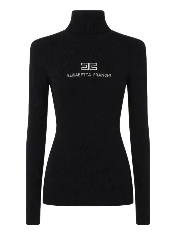 Elisabetta Franchi Long-sleeved Turtleneck Sweater - Black
