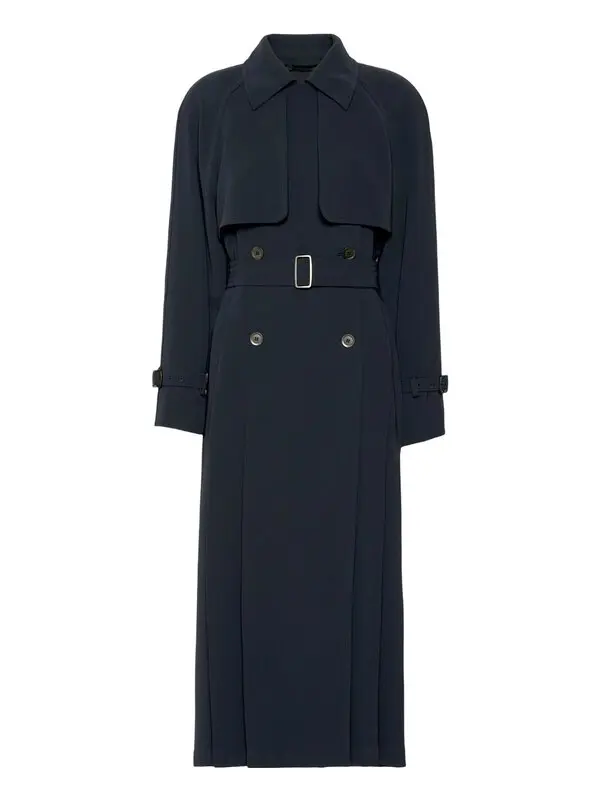 Max Mara Double-breasted Compact Cady Trench Coat - Midnight Blue