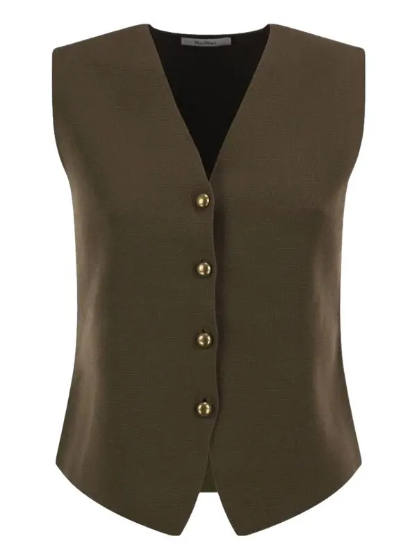 Max Mara Fuggito Buttoned V-neck Vest - Green