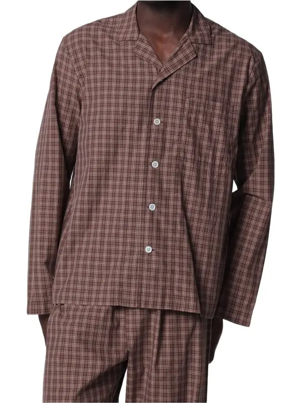 TEKLA Plaid Pajama Shirt - Brown