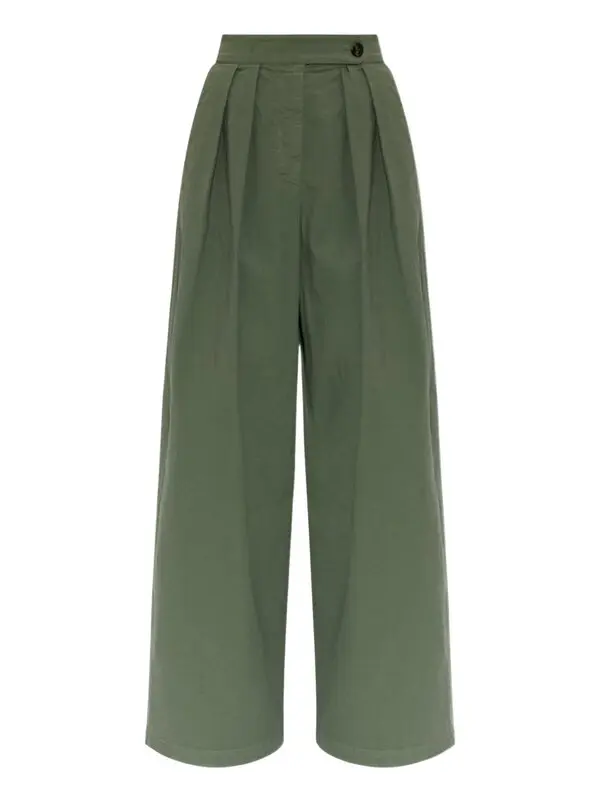 Dries Van Noten High-waisted Pleated Wide-leg Trousers - Green