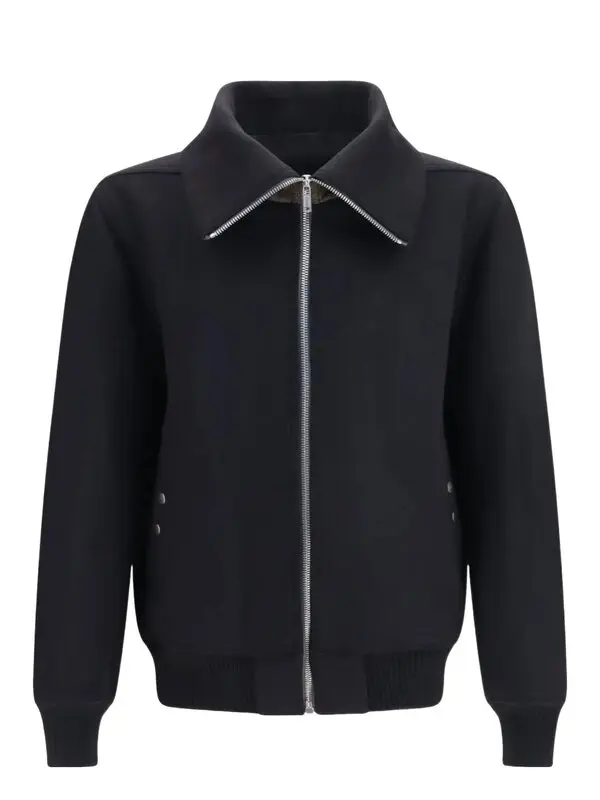 Rick Owens Long-sleeved Casual Jacket With Funnel Neck - Black