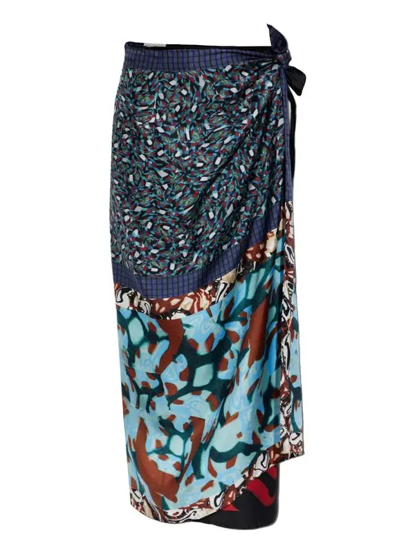 Dries Van Noten Printed Wrap Scarf-skirt - Blue