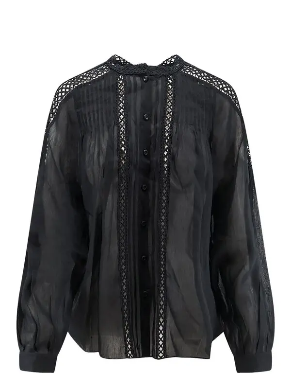 Isabel Marant Étoile Embroidered Trim Round Neck Long Sleeved Shirt - Black