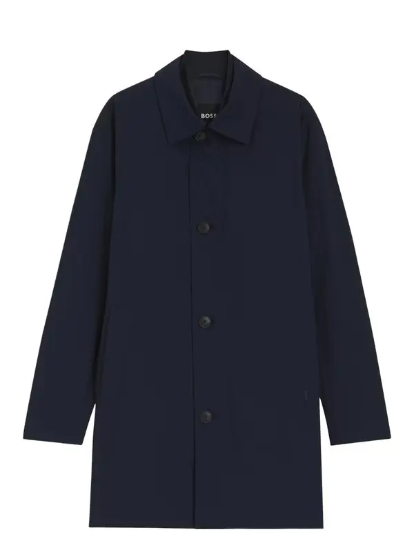 Hugo Boss Regular-fit Coat In Patterned Stretch Fabric - Black