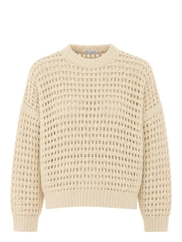 Brunello Cucinelli Open-knit Sequined Sweater - Nude