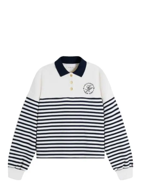 Tommy Hilfiger Striped Long-sleeve Polo Shirt - White