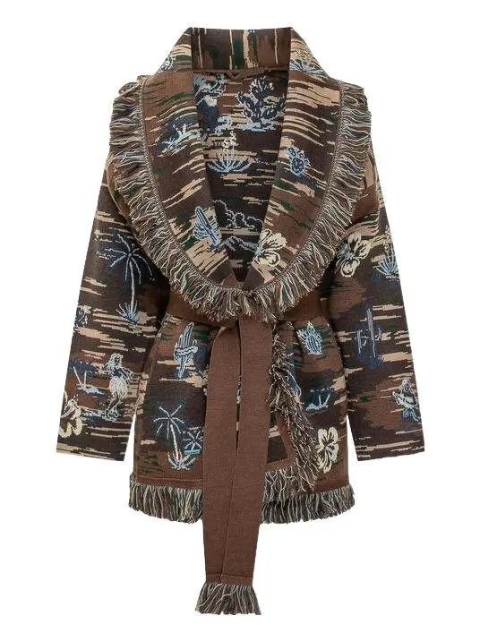 Alanui Tex Hawaii Belted Fringe Cardigan - Multicolor