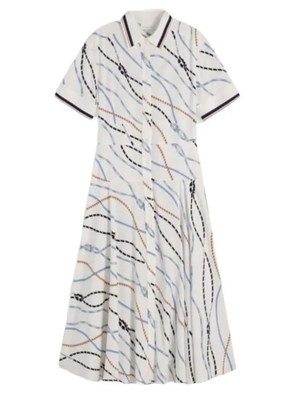 Tommy Hilfiger Rope Print Midi Shirt Dress - White
