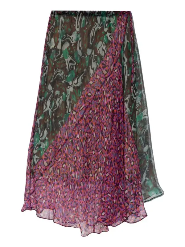 Dries Van Noten Printed Asymmetrical Skirt - Multi-color