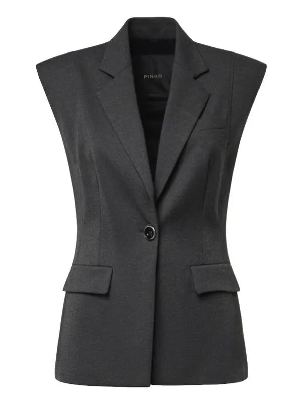 Pinko Sleeveless Vest With Notched Lapel And Flap Pockets - Black
