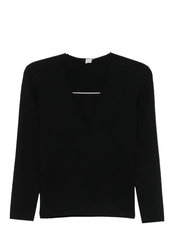 TOTEME V-neck Ribbed Sweater - Black