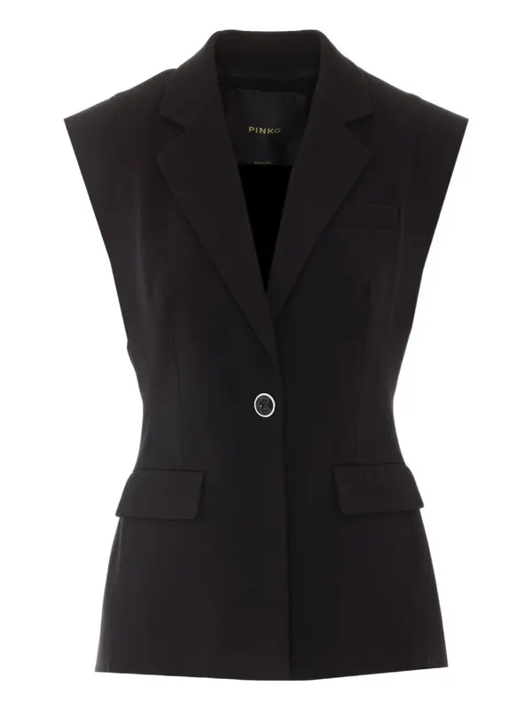 Pinko Sleeveless Single-breasted Waistcoat With Flap Pockets - Black