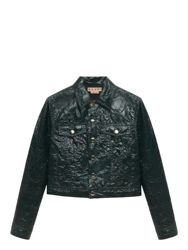 Marni Crinkled Taffeta Jacket - Deep Green