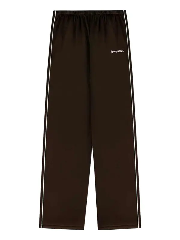SPORTY  RICH Sporty & Rich Straight-leg Casual Trousers With Embroidered Logo And Contrast Piping - Black