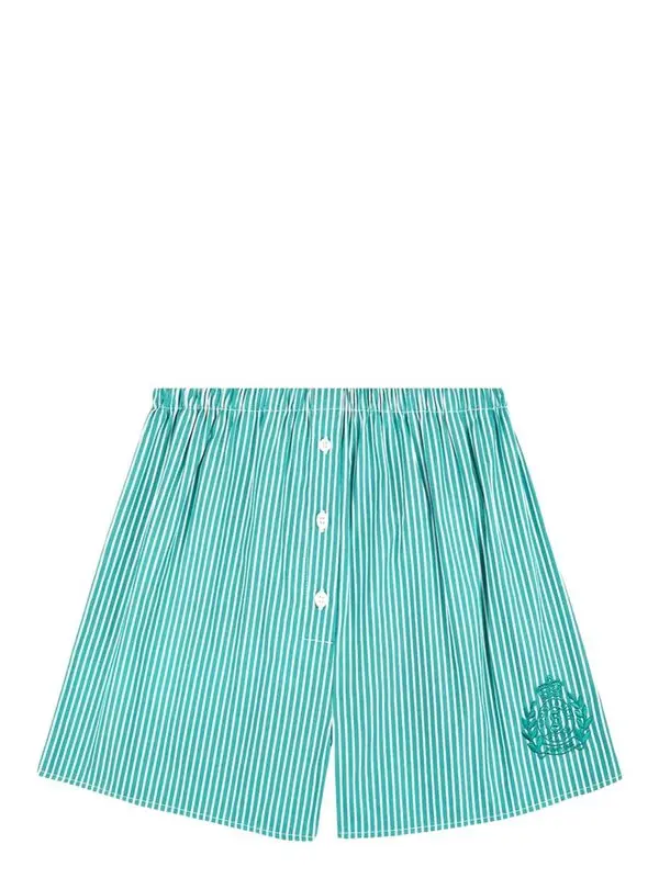 SPORTY  RICH Sporty & Rich Crest Striped Shorts - Green